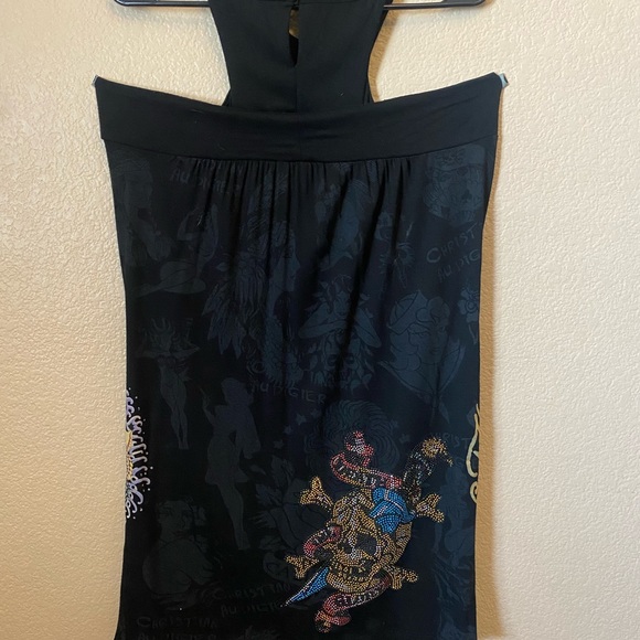 Ed Hardy | Tops | Ed Hardy Cut Out Cold Shoulder Shirt | Poshmark